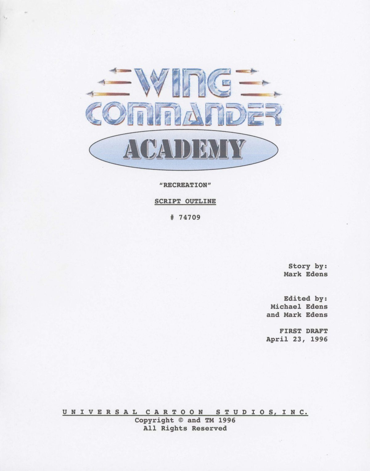 Wing Commander Academy "Recreation" Outline (4-23-96) - Wing Commander ...