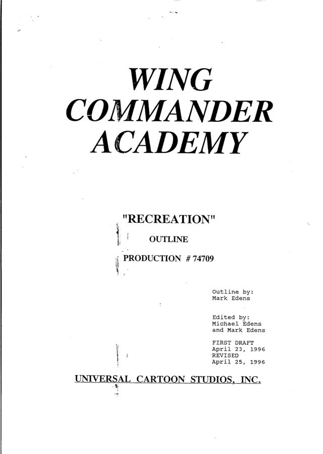 Wing Commander Academy "Recreation" Outline (4-25-96) - Wing Commander ...