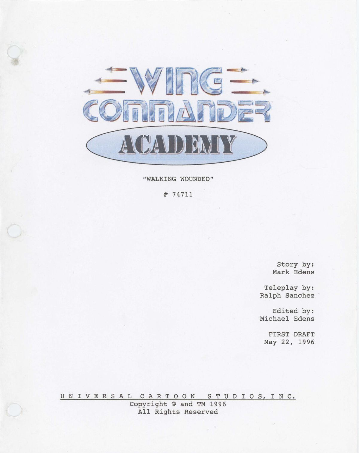 Wing Commander Academy "Walking Wounded" Script - Wing Commander ...
